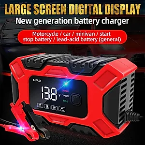 SinoTrack Car Battery Charger 6-Amp, 12V Smart Fully Automatic Battery Charger Maintainer Trickle Charger for Car Truck Motorcycle Lawn Mower Boat Marine Lead Acid Batteries 12 Volt