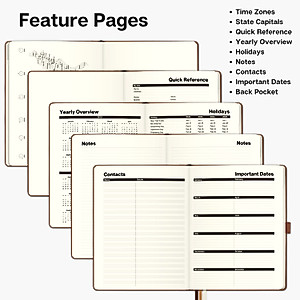 Dunwell Large Undated 2023 Planner Hardcover - 8.5x11” Blank Planner Book, Faux Leather Cover, Agenda with No Date, Weekly-Monthly Goal Setting Section, Lined Daily Blocks, Ribbon Bookmarks