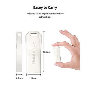 64GB USB 2.0 Flash Drive, Hephinov Mini USB Stick, UDP Thumb Drive, Zinc Alloy Jump Drive, Pen Drive, Memory Stick for PC/Computer/Sound/Speaker/External Storage (USB 2.0 64G)
