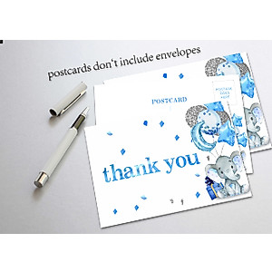 Yuansail Baby Shower Thank You Postcards, Blue Elephant Appreciation Post Cards, 25 cards – (bb006-ganxie)