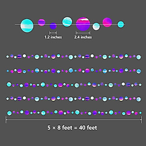 Cheerland Iridescent Mermaid Party Decorations Rose Purple Bubble Garland Hanging Streamer Backdrop Under The Sea Birthday Party Girls Bday Decor Bridal Baby Shower Party Supplies