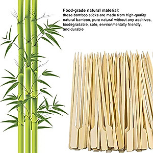 Enenes 200 Pack Bamboo Paddle Picks 6 Inch Natural Bamboo Kebab Skewers for Family Party Kebabs Grilling Accessories