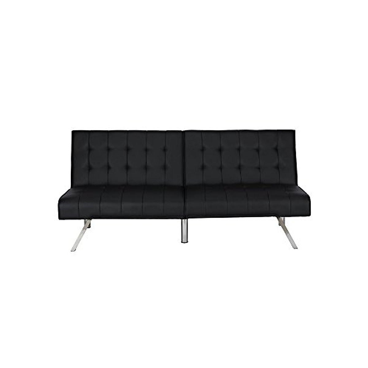 DHP Emily Futon With Chrome Legs, Black Faux Leather