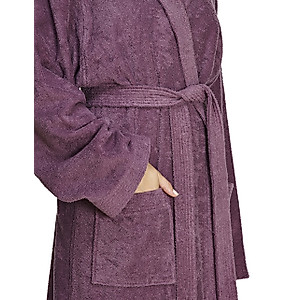 Arus Womens Pacific Long Style Full Length Robe Hooded Turkish Cotton Plum X-Large