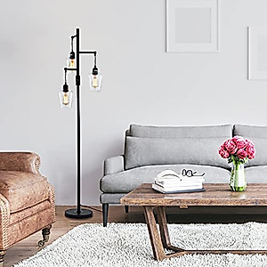 Airposta 3 Lights Industrial Floor Lamp with On/Off Dimmable Switch, 3-Head Rustic Tree Standing Lamp, 40W Retro Torchiere Floor Light for Living Room, Reading, Office, Bedroom, 2-Years Warranty