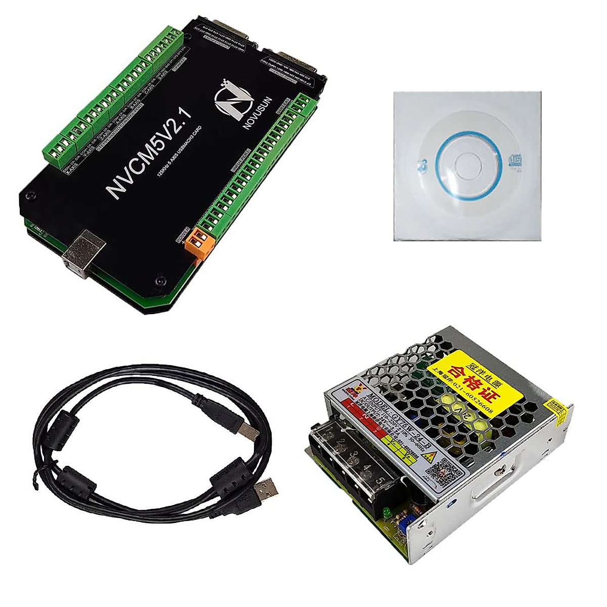 Davitu Motor Driver - CNC USB card kit NVCMV2.1 4-axis USB card 300KHz Controller 3 4 5 6-axis motion control card breakout board, 75W 24V DC - (Voltage: 3 AXIS)