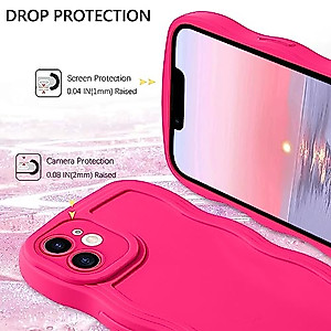 GUAGUA Compatible with iPhone 12 Mini Case, Phone Case iPhone 12 Mini, Cute Curly Wave Shape Design Soft Hybrid TPU Bumper Drop Shockproof Protective Anti Slip Case for iPhone 12 Mini 5.4’’, Hot Pink