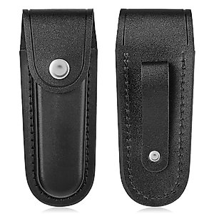 Mabor Pocket Knife Sheath 5 Inch Leather Knife Holster Portable Pocket Knife Belt Holder with Snap Closure and Belt Loop Accessory for Outdoor Climbing Camping Cycling