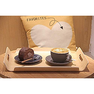 MXHAPPY Wood Serving Trays with Handles Bamboo Butler Trays Food Coffee Tea Breakfast Tray Rectangle Large, 18.1 X 14 Inch, 2 PCS