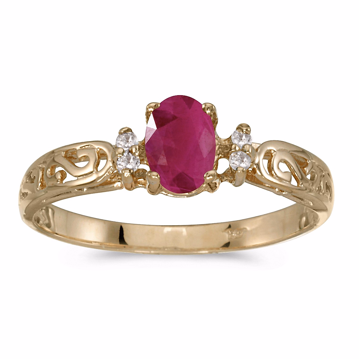 Direct-Jewelry 10k Yellow Gold Oval Ruby And Diamond Ring (Size 9)