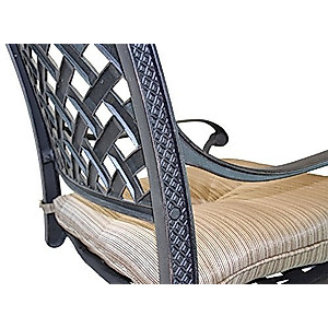 Nassau Outdoor Patio 4 Swivel Rocker Dining Chairs Dark Bronze Cast Aluminum, Walnut Cushions