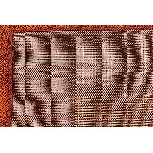 Unique Loom Autumn Collection Modern Contemporary Casual Abstract Area Rug, Rectangular 5' 0 x 8' 0, Terracotta/Burgundy Border