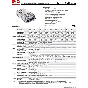 Mean Well NES-350-12 12V 350 Watt Ul Switching Power Supply 110-240 Volt