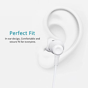 Amoner Wired Earbuds in-Ear, Headphones Waterproof Earphones Sports Headsets with Built-in Mic & Crystal Clear Sound, Ergonomic Earphones with 3.5mm Jack, S/M/L Eartips Compatible with iPhone Android