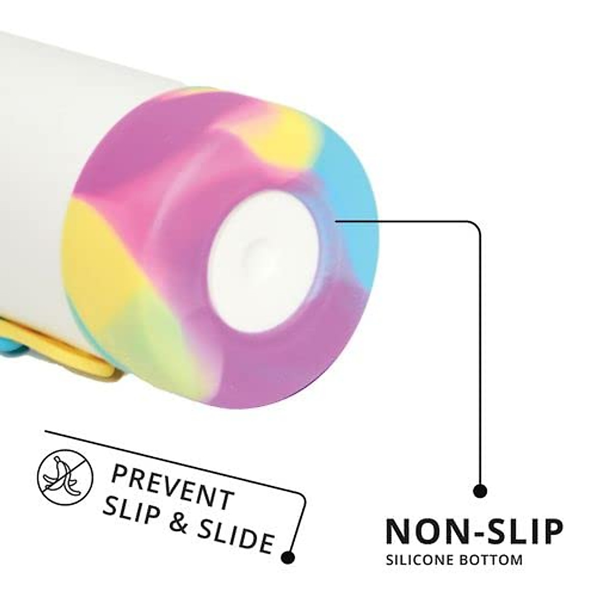 Elemental Iconic Pop Kids Water Bottle for School Girls and Boys | Triple Insulated Stainless Steel Thermos with Straw Lid & Fidget Handle | Flask Water Bottle | BPA free Tumbler, 20oz - White Tie Dye