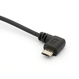GLHONG Angled USB Cable, 3 Feet, Black, USB 2.0 to Micro USB, 480 Mbps, Fast Charging, Compatible with Smartphone, Tablet, Laptop