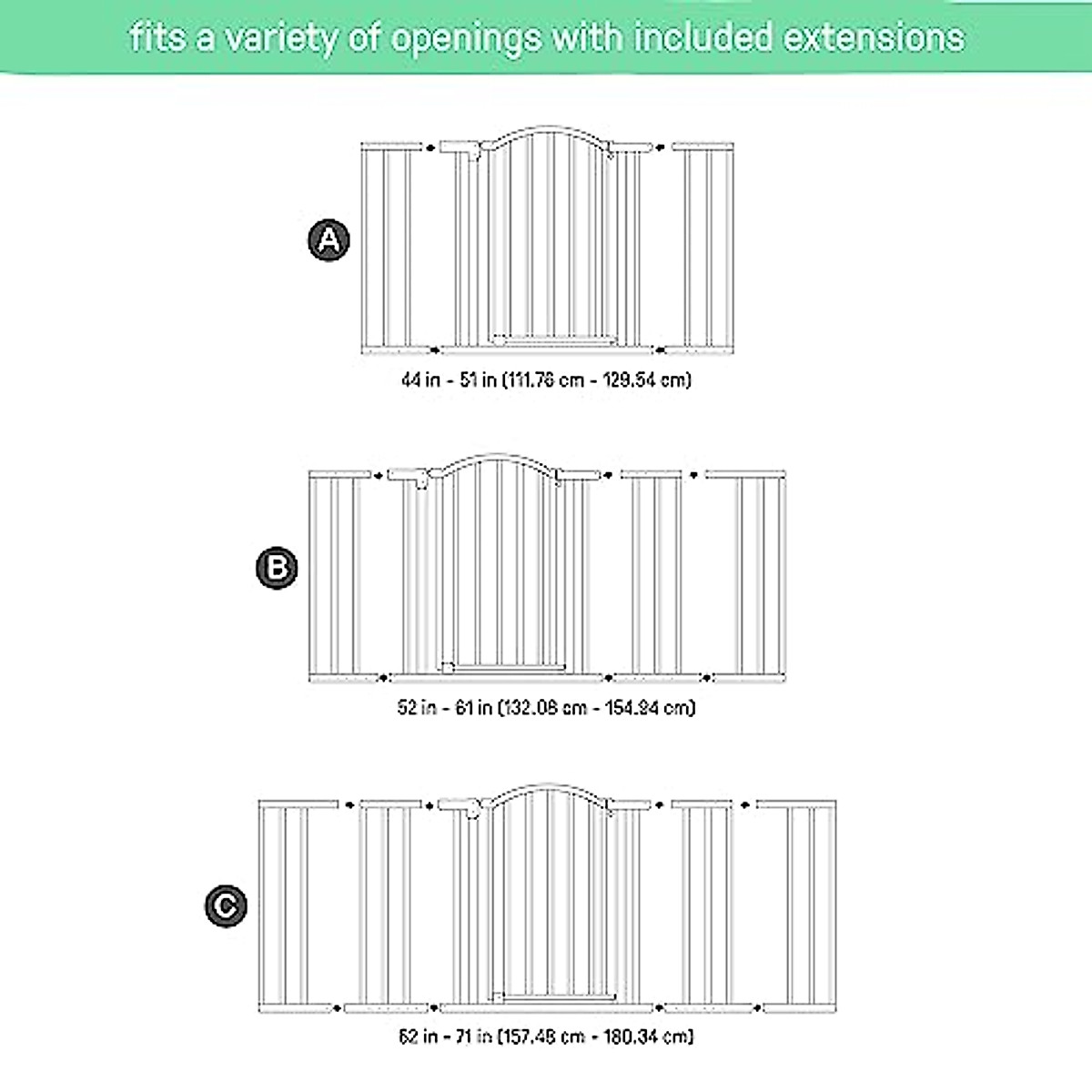Summer Metal Expansion Extra Wide Safety Pet and Baby Gate, 44"-71" Wide, 36” Tall, Hardware Mounted for Dog and Child Safety, Fits Large Opening or Doorway, Auto Close Walk Thru Door - Bronze