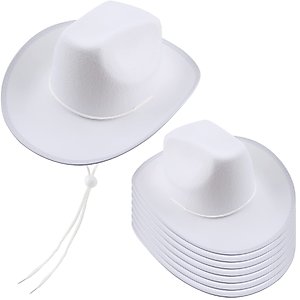 SGBETTER 8 Pack Cowboy Hat Felt Western Hat for Women and Men Cowboy Cowgirl Theme Bachelorette Birthday Party (White)