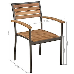 MBFLUUML Bistro Table Set, Outdoor Patio Furniture, 7 Piece Patio Dining Set Solid Acacia Wood and Steel Suitable for Patio, Porch, Backyard, Balcony.