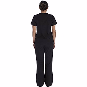 Vital Threads Womens Scrubs Set V-Neck Top & Drawstring Pant, VT512C, L, Black