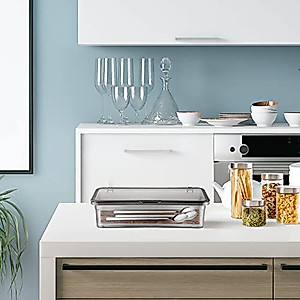 Cabilock 3pcs Flatware Tray with Lid- proof Chopsticks Storage Boxes Draining Tableware Organizer Kitchen Cutlery Container Countertop Utensil Holder