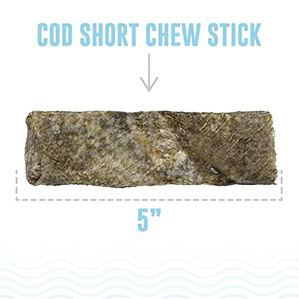 Icelandic+ Plus Cod Skin 5" Short Hand Wrapped Dog Chew Stick, 3-Pack, 2.8-oz Bag