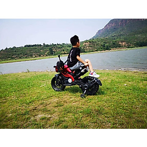 Eletric Motorcycle for Kids Ride on Motorcycle, Tamco 12V Electric Dirt Bike with Training Wheels Hand Racing Foot Brake PU seat Ride on Motorcycle for 3~6 Years Boys Girls Gift (red)