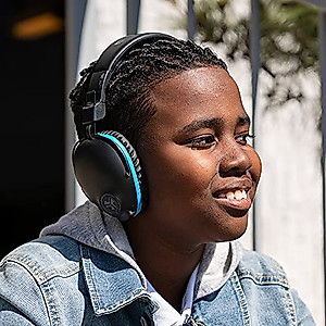 JLab JBuddies Pro Wireless Over-Ear Kids Headphones | 35+ Hour Battery Life | Built-in Volume Regulators for Safety | Share Mode | Folding | Adjustable | Noise Isolation | with Mic | Blue