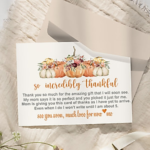 Paper Clever Party Rustic Pumpkin Baby Shower Thank You Cards with Envelopes Girls or Boys Prewritten Note with Personalized Message, 4x6, 25 Pack