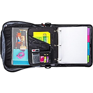 Case-it The Dual Zipper Binder - 2 Inch D-Rings- Includes 5-color Tab Expanding File Folder - 800 Page Capacity - [Pink]