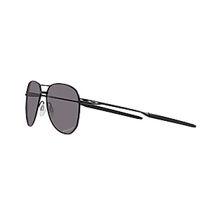 Oakley Men's OO6050 Contrail TI Aviator Sunglasses, Satin Black/Prizm Grey Polarized, 57 mm