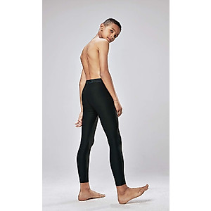 DEVOPS Boys 2-Pack UPF 50+ Compression Tights Sport Leggings Baselayer Pants (Large, Black/Red)