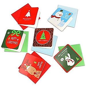 Konsait 144 Count Mini Christmas Cards, Merry Christmas Assorted Greeting Cards Blank Note Cards Xmas Card with Envelopes, Ideal for Kids Gift Box Winter Holiday Christmas Party Favor Supplies