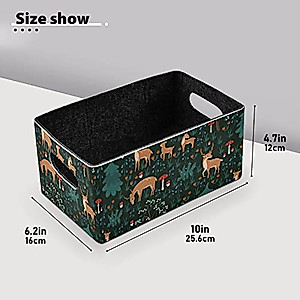 Forest Sika Deer Storage Basket Felt Storage Bin Collapsible Felt Storage Convenient Box Organizer for Clothes Towels Magazine