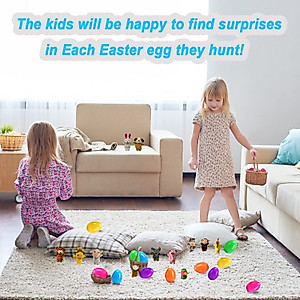 12 Pack Easter Eggs Filled with Animal Finger Puppets, Easter Basket Stuffers Surprise Easter Gifts Prefilled Mini Finger Plush Toys Hunt Party Favors for Kids