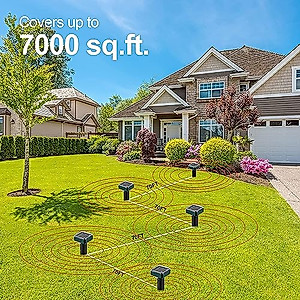 Solar Mole Repellent Ultrasonic Repellent Powered 8 Pack, Outdoor Waterproof Lawn Garden for Get Rid of Mole, Gopher, Snakes, Vole and Other Underground Pests, Green