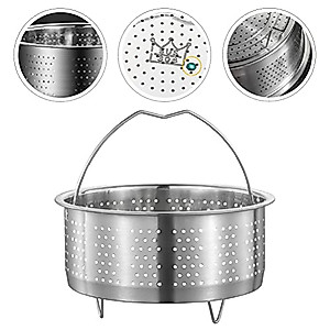 Luxshiny Rice Cooker Rice Cooker Rice Cooker Steamer Basket with Handle Legs Vegetable Steamer Insert Stainless Steel for Steaming Food Meat Fish Rice Veggie 22cm Accessories