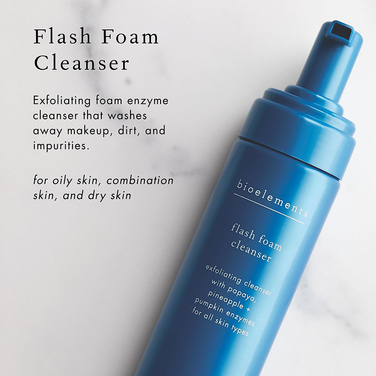 Bioelements Flash Foam Cleanser - 6.5 fl oz - Exfoliating Foam Cleanser for Oily, Combination & Dry Skin - Vegan, Gluten Free - Never Tested on Animals
