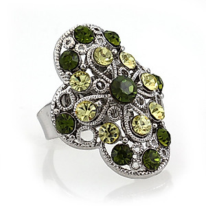 SoulBreezeCollection Green Flower Design Cocktail Ring Jewelry for Prom Bridal Wedding Bridesmaid Brides