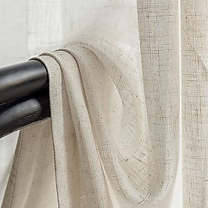 VOILYBIRD Palma 108 Inches Long Bronze Grommet Sheer Curtains for Living Room Natural Color Draperies (52''W x 108''L, 2 Panels, Linen)