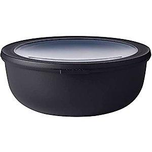Rosti Mepal RST62160BLK Cirqula Multi Food Storage and Serving Bowl with Lid, Low 2.3 Quart, Black