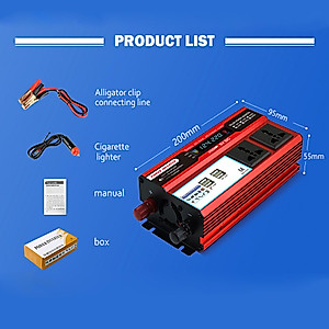 500W Car Inverter 12v 220v Solar Inverter 4usb Mobile Phone Charger with LCD Display Dual Socket Power Converter (Size : 24V-110V)