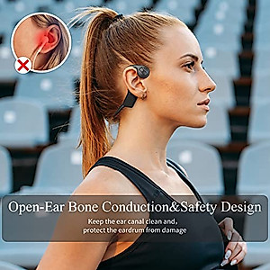 Kinglucky Wireless Bone Conduction Headphones, Open-Ear Bluetooth Sport Headphones - Sweat Resistant Earphones for Cycling,Workouts and Night Running - Built-in Noise Cancelling Mic(Black)