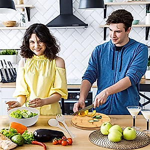 Large Salad Bowl with Lid, Bamboo Fiber Salad Serving Bowl Set with Utensils, 9.8inches Mixing Bowl with Servers, Solid Bamboo Wooden Bowl for Salad, Fruits, Vegetables and Pasta(White)