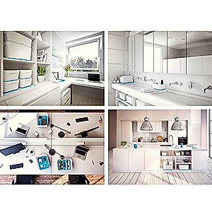 Leitz Small MyBox with Lid, Storage Box for Home and Office, High Gloss Plastic, 5 Litre, A5, White/Blue Metallic