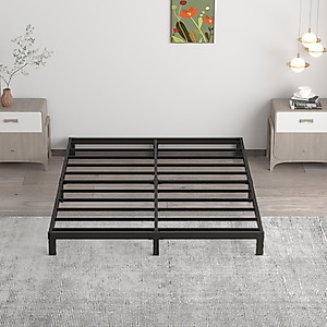 Upcanso 7 Inch King Bed Frame No Box Spring Need, Low Profile Metal Platform King Size Bed Frame, Heavy Duty Support Bedframes King, Easy Assembly