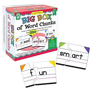 Key Education Big Box of Word Chunks—Puzzle Game for Grades 1-3 Beginning Readers, Reading and Phonics Practice with Color-Coded Letter Puzzle Pieces (220 pc)