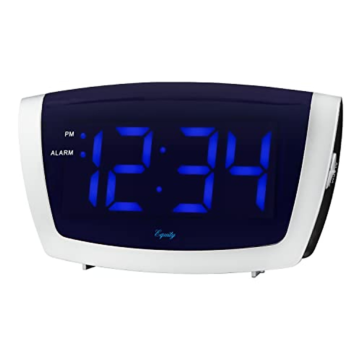 Equity by La Crosse LED Blue Digit Alarm Clock with USB Charging Port, Silver