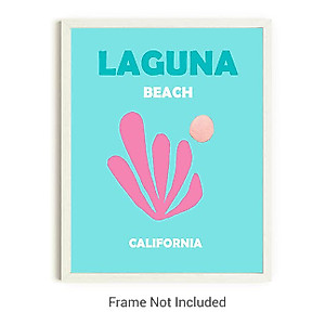 Preppy Travel Prints No.16 Wall Art Decor - 8x10 UNFRAMED Abstract Aesthetic Boho Indie Matisse-Inspired Gift for Girls,Teens,Women. Set of 6 USA Beaches.