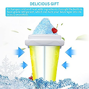 TUNISE Slushy Maker Cup, Slushy Squeeze Cup,DIY Quick Frozen Magic Cup,Double Layer Slush Cup Squeeze,Fasting Cooling Slushy Maker Cup,Suitable For Famliy Homemade Summer DIY Milk Shake Ice Cream Maker(Yellow)